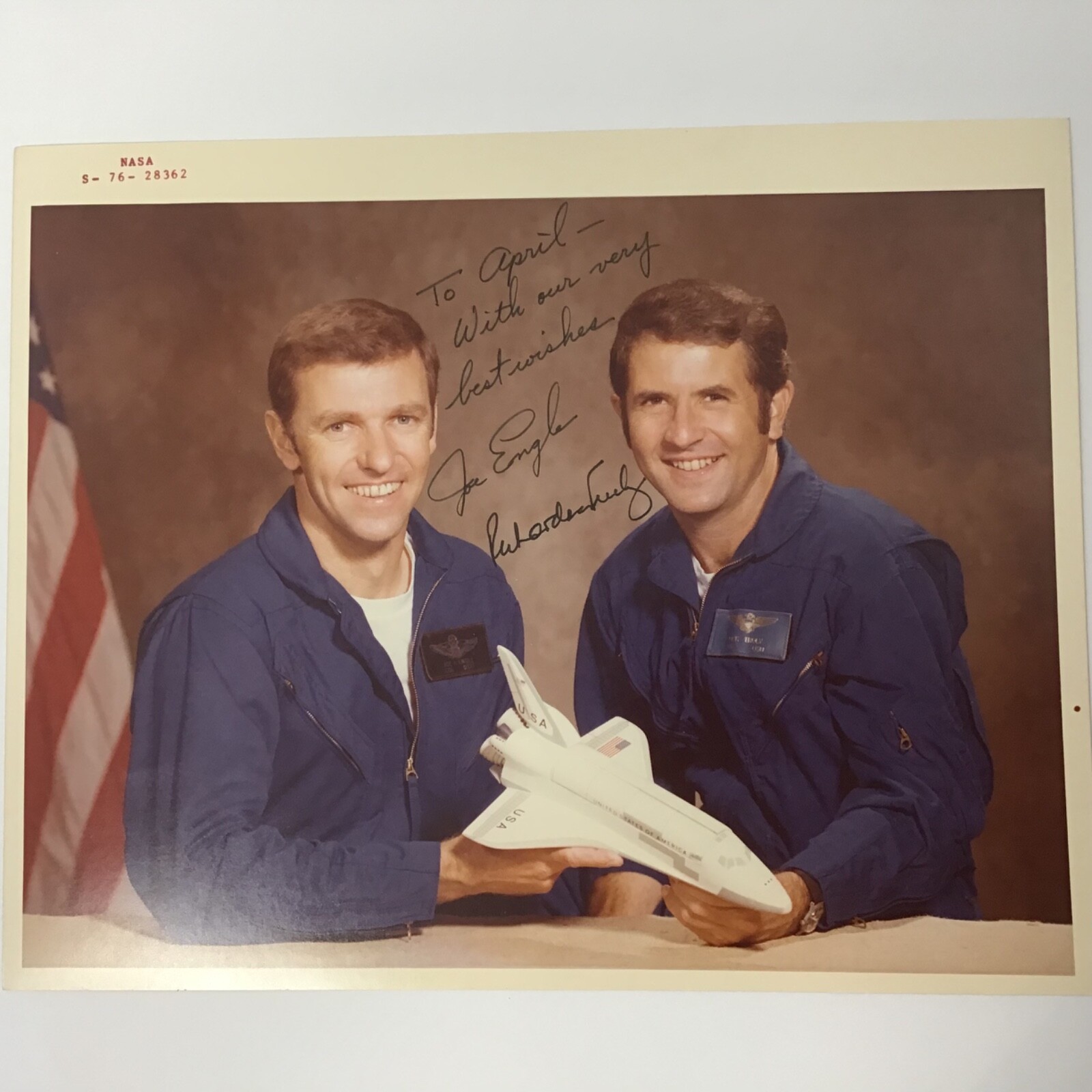 vintage NASA red ink Photo Astronauts Joe Engle and Richard Truly ...