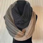 Beige Black & Gray Chunky Knit Colorblock Infinity Scarf B9 | eBay