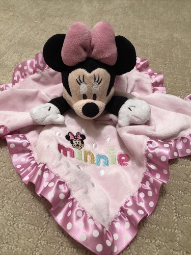 Disney Baby Minnie Mouse Lovey Rattle Polka Dots Pink Ruffle Trim 12 ...