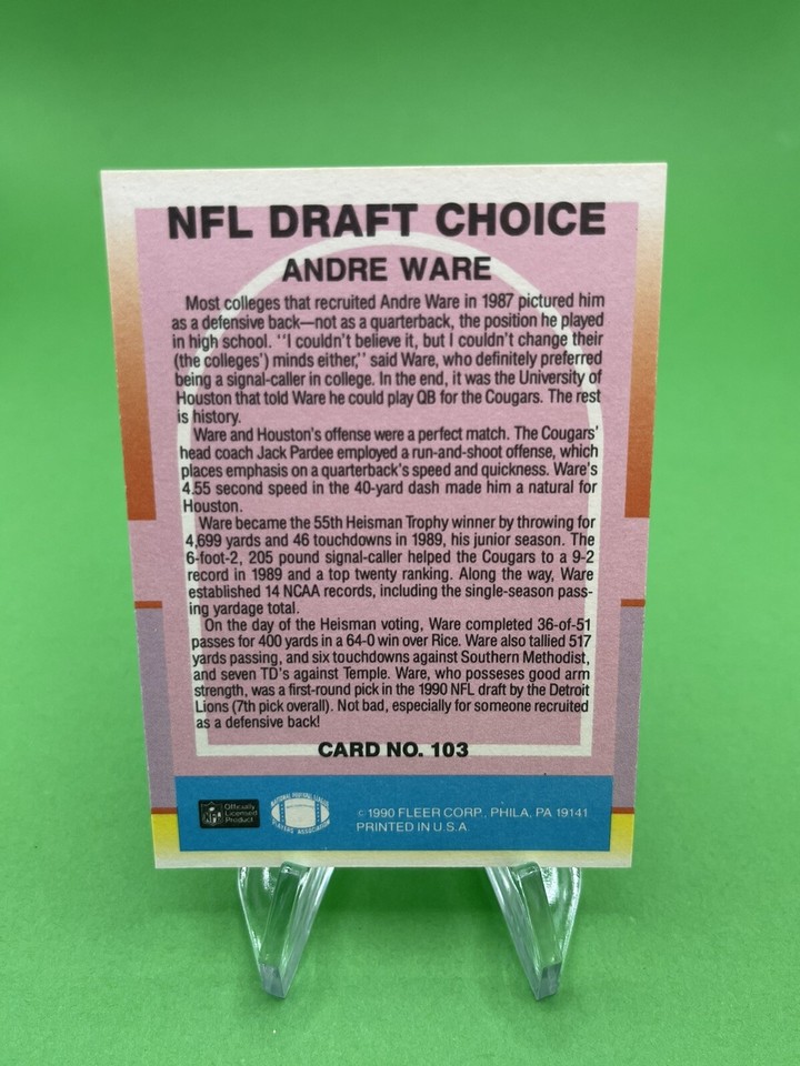 ANDRE WARE 1990 FLEER # 103 ROOKIE | eBay
