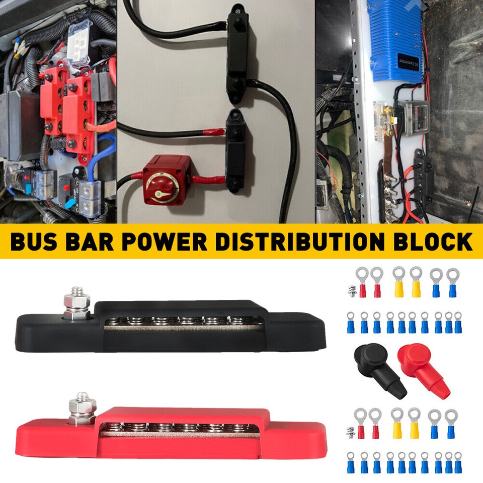2Pc Way 12 Bus Terminal Bar Block 12V DC 180A Power Distribution Car ...