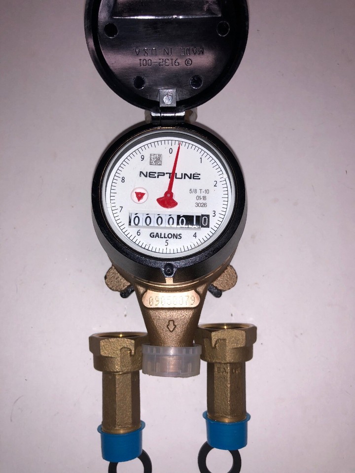 Neptune 5/8x3/4 NEW T-10 Direct Read Water Meter NSF61 And Couplings | eBay