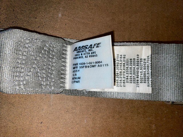 AMSAFE AM SAFE AIRPLANE SEAT BELT EXTENSION LAP BELT GRAY FAA APPROVED ...