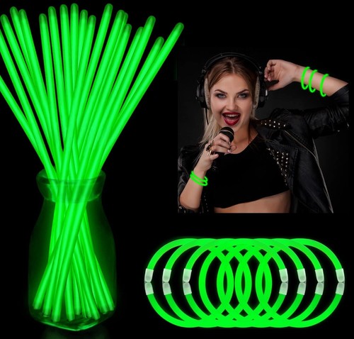 Green Glow Sticks Light Up Bracelets Bulk 50ct 8" Glowsticks Glow ...