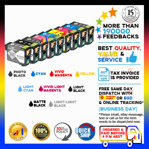 18x Non-OEM Ink Cartridge T1571-T1579 T1571-9 for Epson Stylus Photo ...