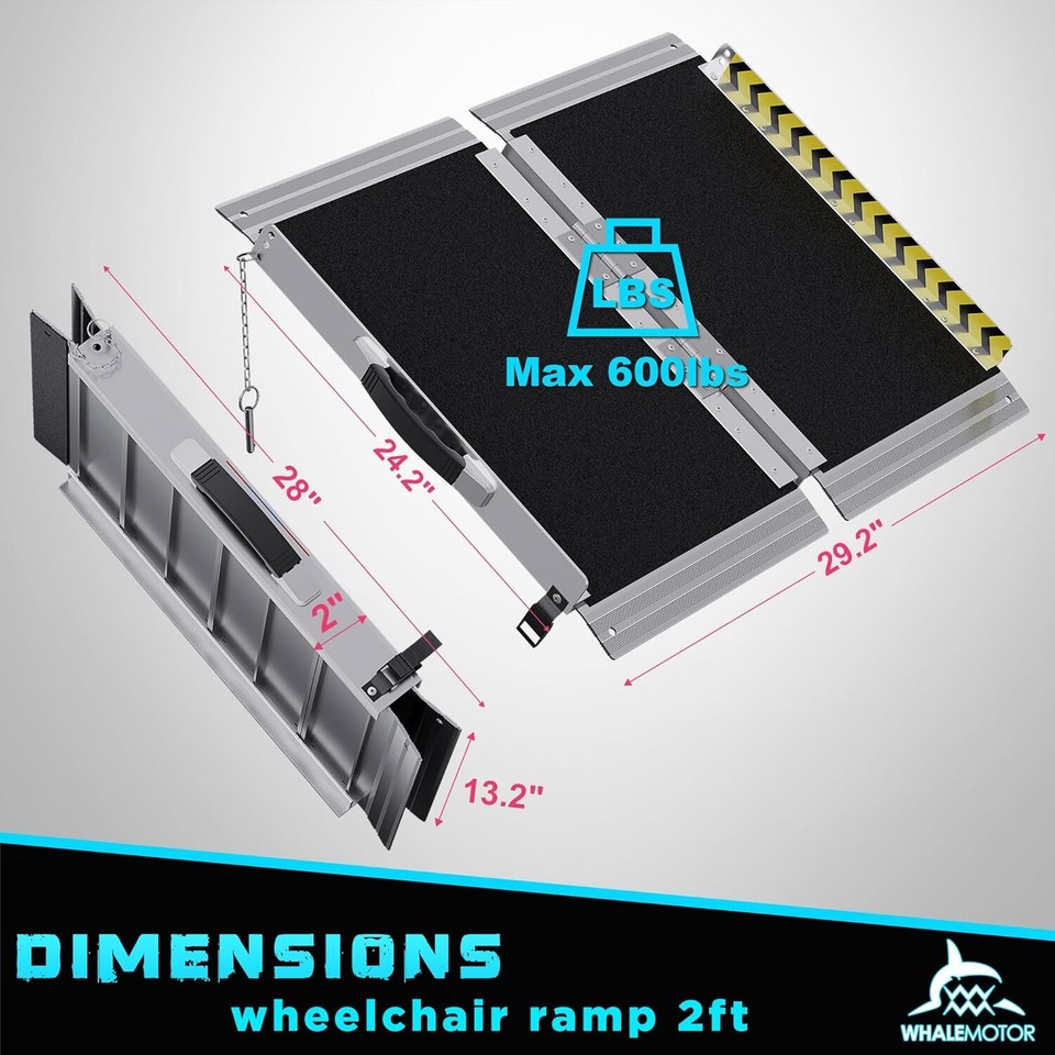 2-10ft Folding Aluminum Wheelchair Ramp Portable Mobility Scooter Non ...