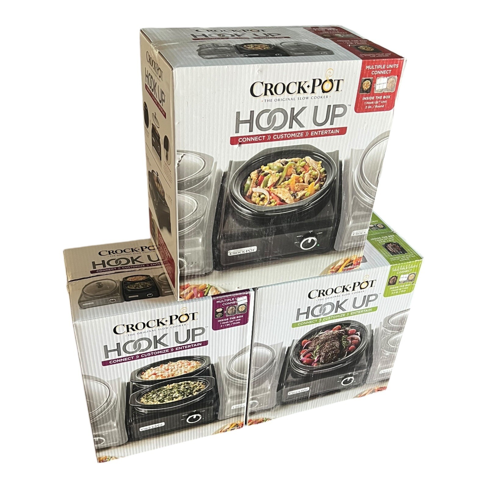 Crock Pot Hook Up Connectable Gray/Black Full Set Of 3 - NEW NOB | eBay