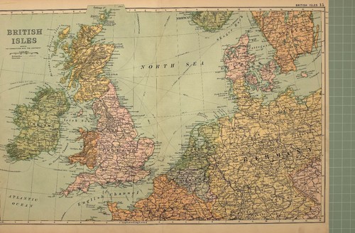 1908 MAP BRITISH ISLES HOLLAND BELGIUM DENMARK IRELAND ENGLAND SCOTLAND ...