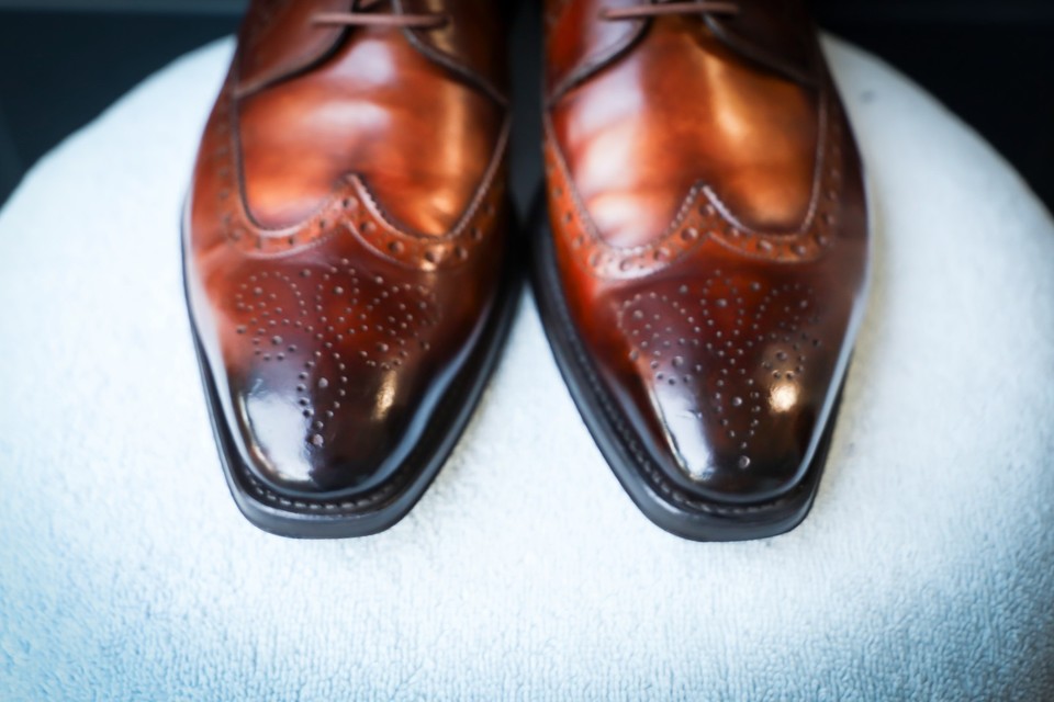 Magnanni 10-M Brown Wingtip Derby Burnished Mens Dress Shoes | eBay