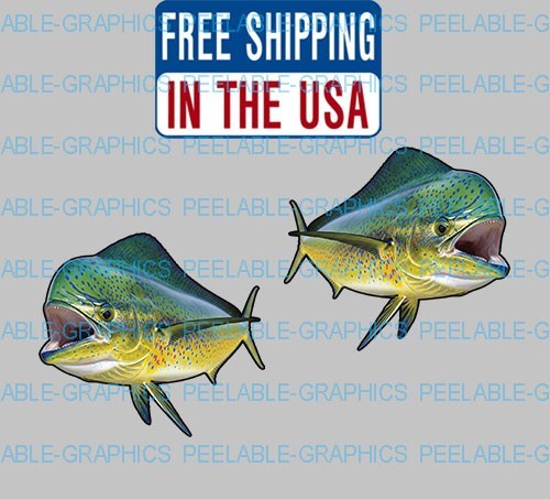 Mahi Mahi Fish Fishing Vinyl Sticker Saltwater Decal Boat Cooler Bumper ...