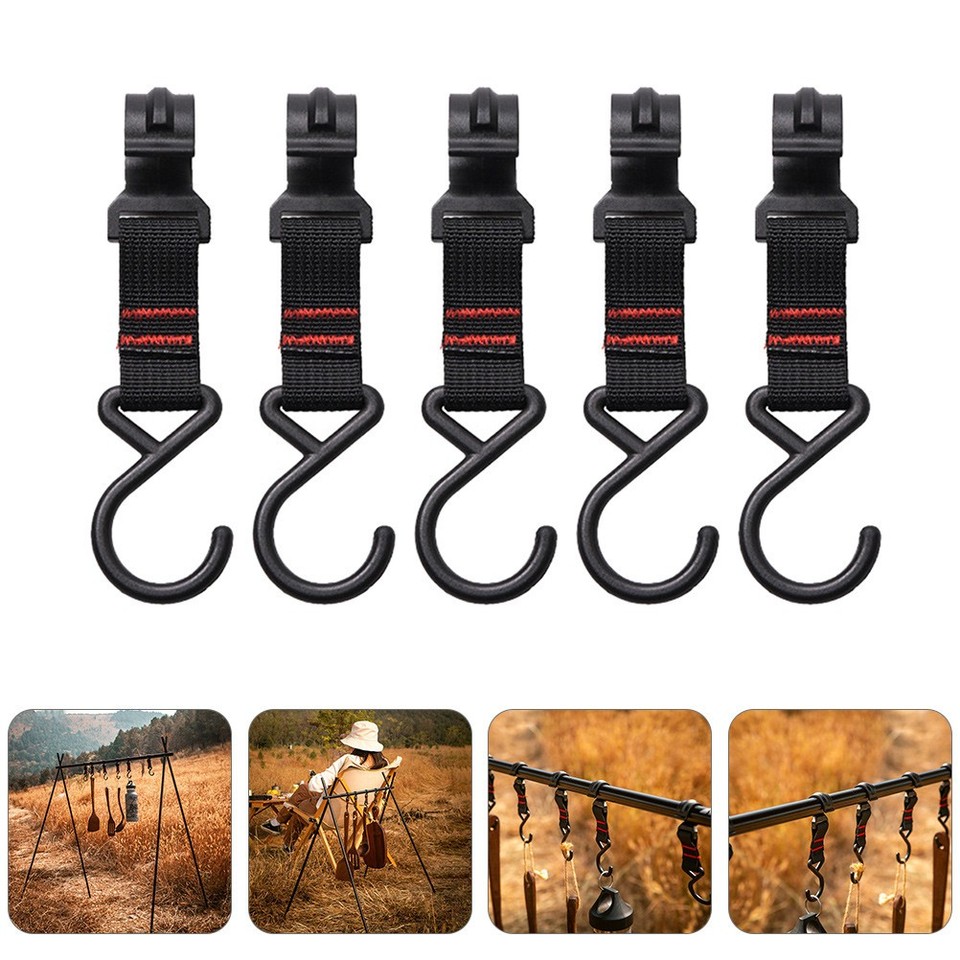 5pcs Tent Drying Hooks Outdoor Light Clips Camping Gear Lanyard | eBay ...