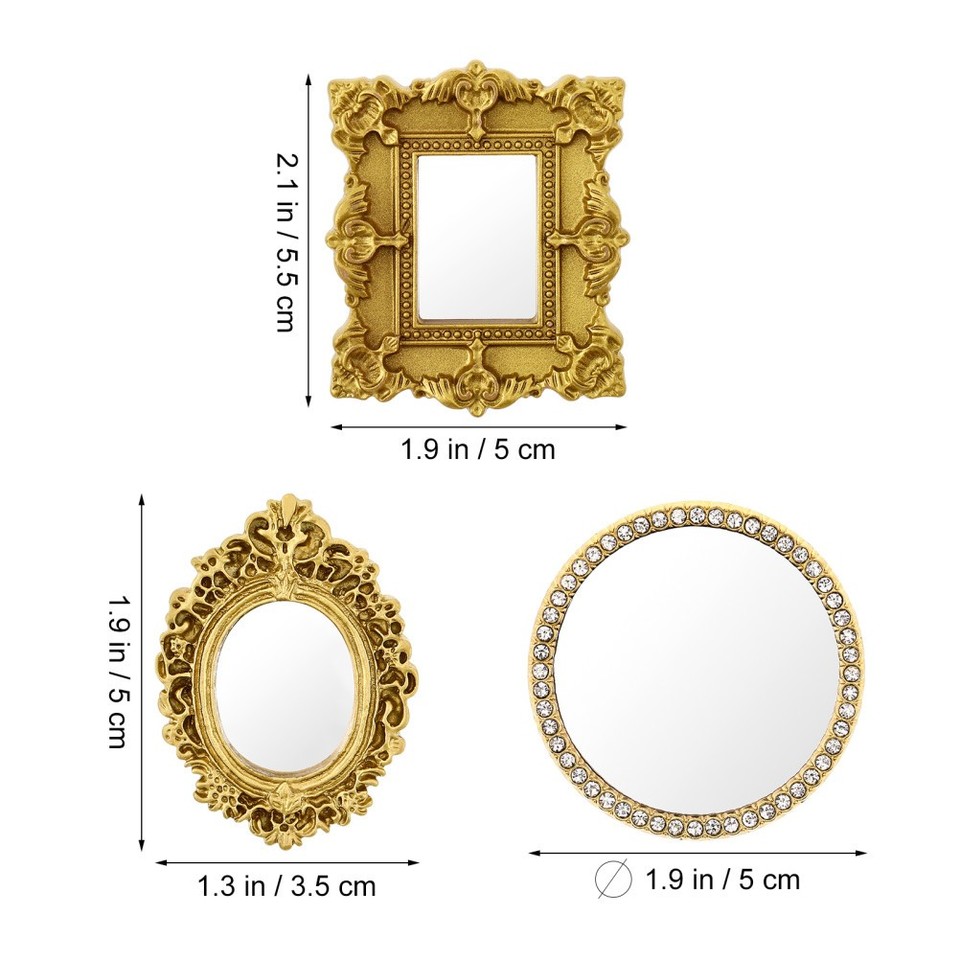 6 Pcs Mini Classical Mirror Mini House Mirror Decoration Micro Scene ...