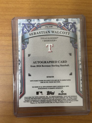 2024 Bowman Sterling - Prospect Refractor Auto #PA-SW Sebastian Walcott ...