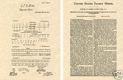 SAMUEL MORSE CODE US PATENT ART PRINT READY TO FRAME!!!! Vintage 1880 ...