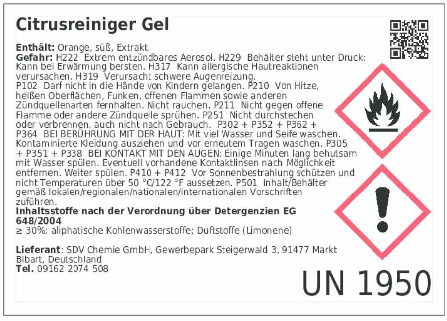 CITRUSREINIGER GEL 400ml Zitrus Zitronen Reiniger Klebstoff Nikotin ...