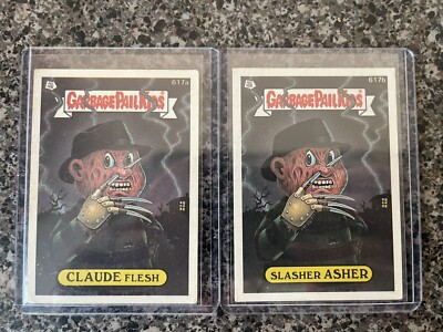 1988 Garbage Pail Kids S15 617 a/b Slasher Asher & Claude Flesh Non Die ...