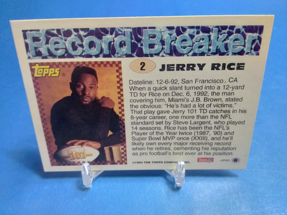 1993 TOPPS RECORD BREAKER # 2 JERRY RICE , 49ERS Free Shipping | eBay