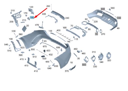 MERCEDES-BENZ GLE W167 Rear Left Bumper Absorber A1678858107 GENUINE ...