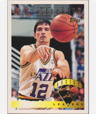 1995-96 Topps Assist Leader John Stockton #16 Utah Jazz Basketball | eBay