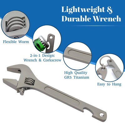 Titanium Wrench Rison Titanium Adjustable Wrench Multi-Tool GR5 Ti EDC ...