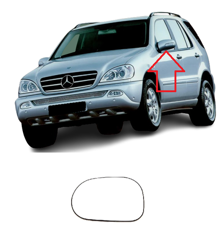 NEW FOR MERCEDES-BENZ ML W163 98-01 WING MIRROR GLASS HEATED WITH FRAME ...