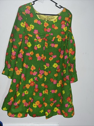 Vintage Floral Dress 70s Union Made Linen/Burlap New No Tag | eBay