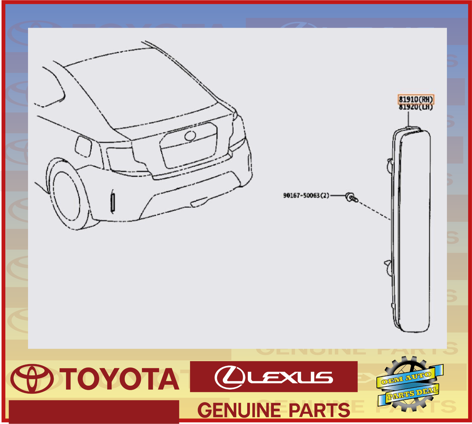 TOYOTA 8191047010 Genuine OEM Factory Original Reflector for sale ...