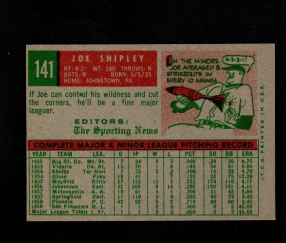 1959 Topps # 141 Joe Shipley NM-MT | eBay