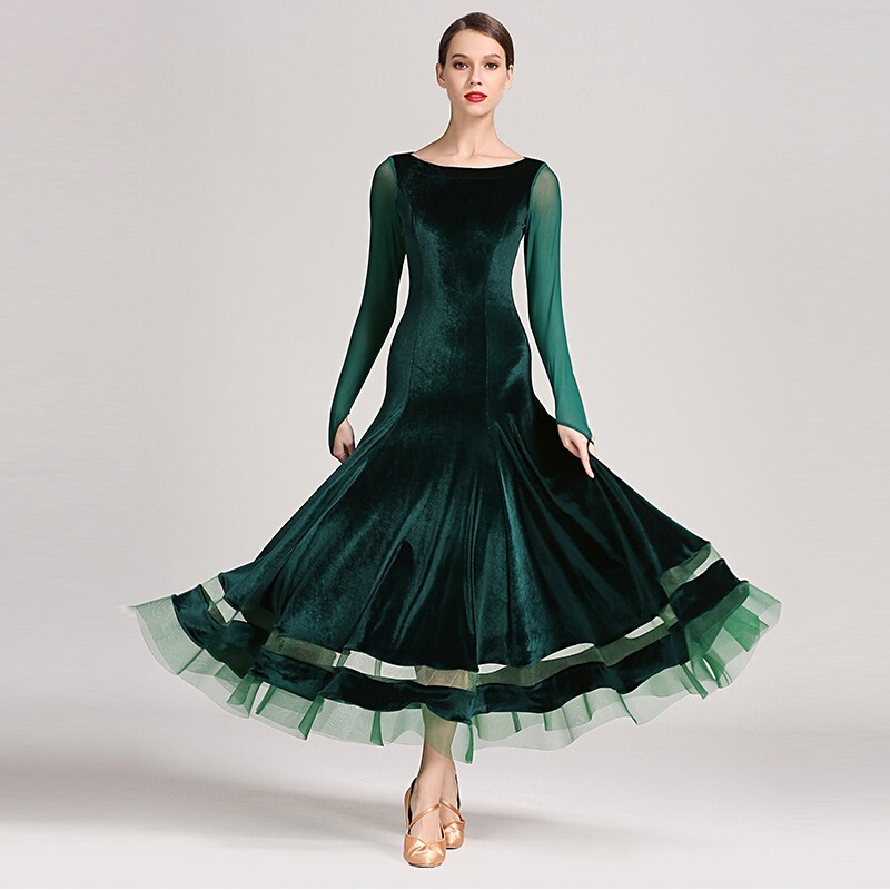 Latin Ballroom Dance Dress Modern Salsa Waltz Standard Long Dress#C104 3 Colors | eBay