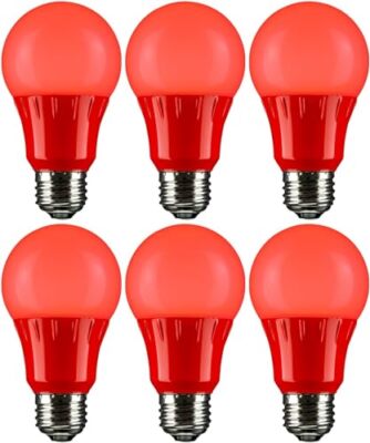 6Pack A19 Red LED Bulb - Non-Dimmable Colored Light Bulb, 3 Watts ...