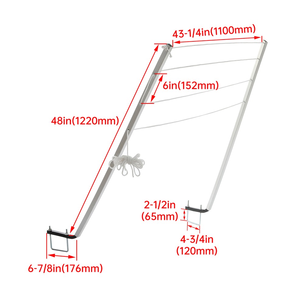 Clothesline Drying Rack Bumper Mount 48" Long Clothes Line For RV ...