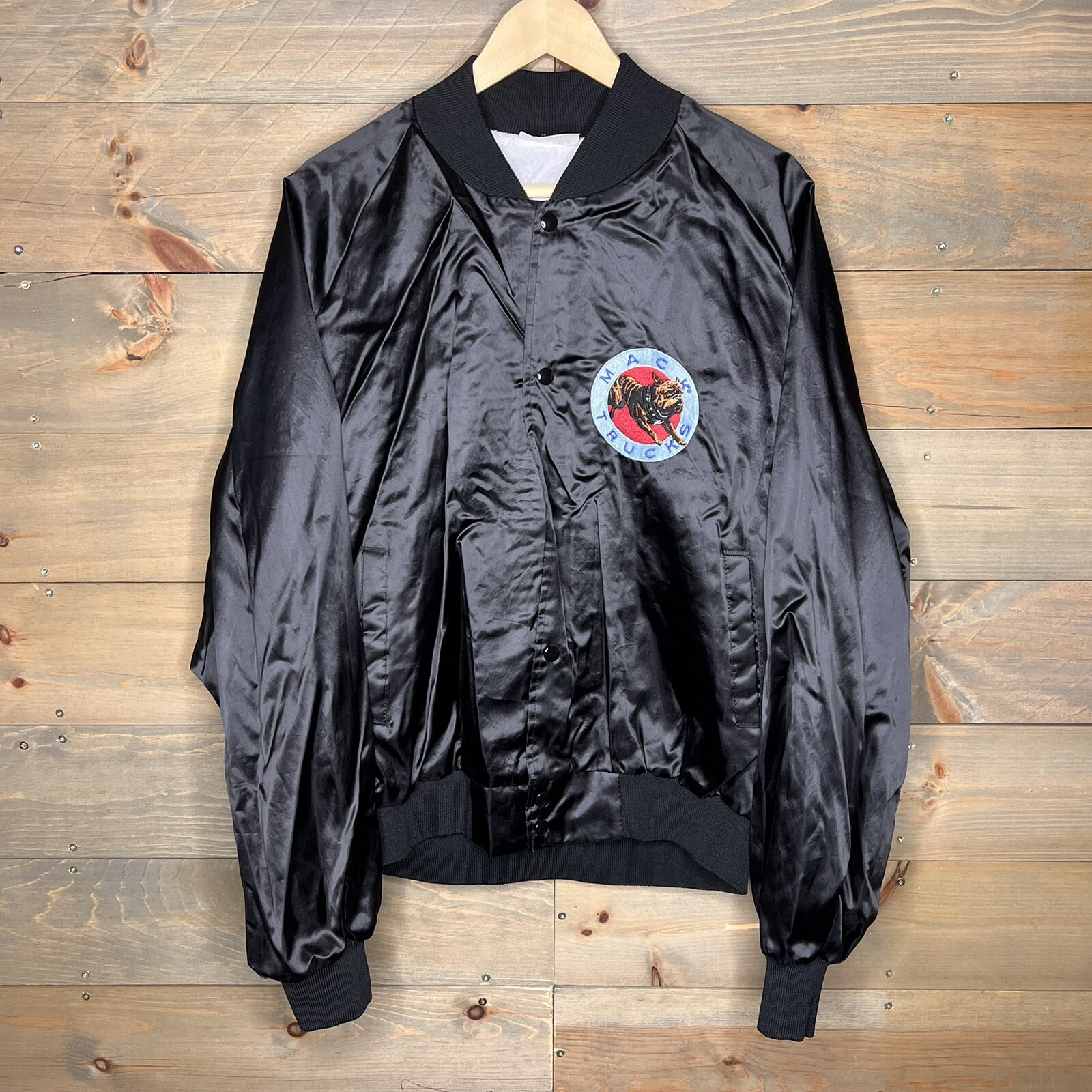 RARE Vintage Mack Trucks Satin Bomber Jacket Bulldog … - Gem