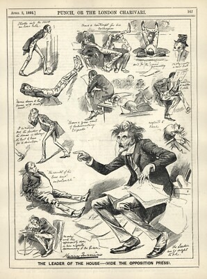 Rare 1892 British Cartoon: HOUSE OF COMMONS LEADER [A. Balfour ...