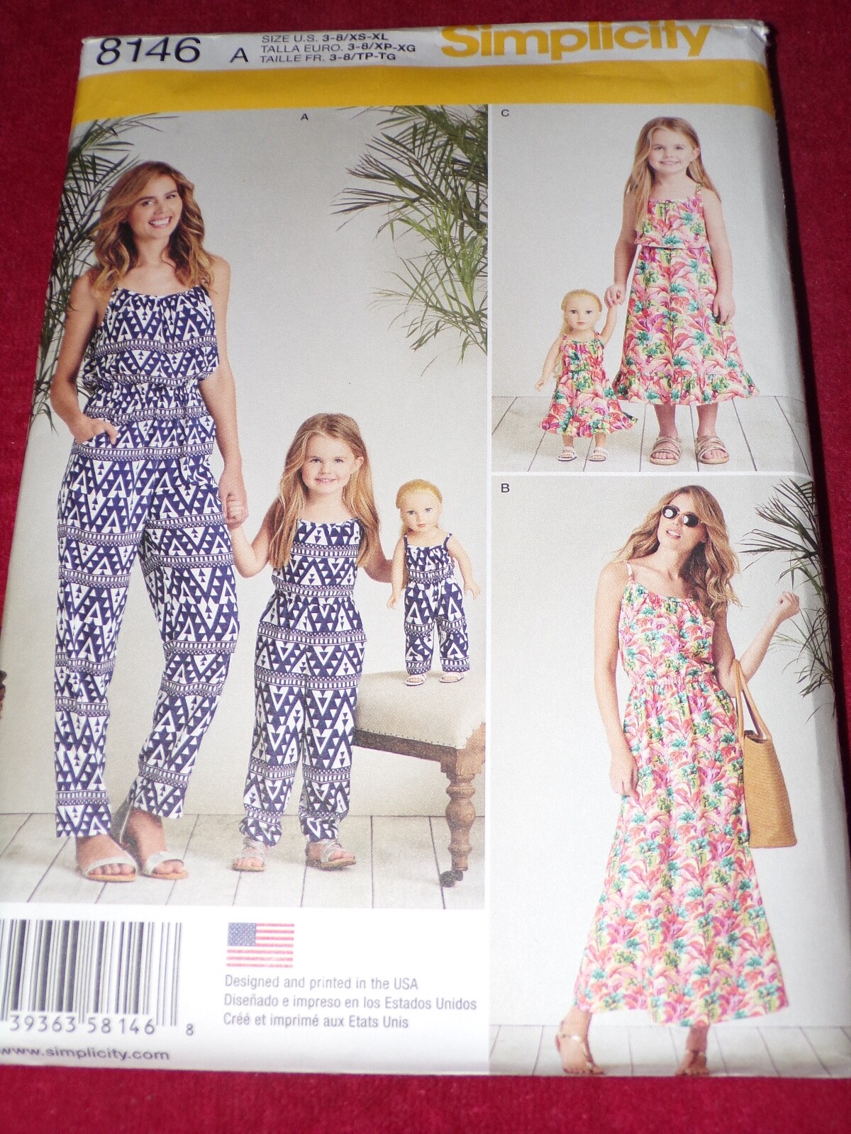 🌷 SIMPLICITY #8146 - MOTHER - DAUGHTER & 18" DOLL DRESS & JUMPSUIT ...