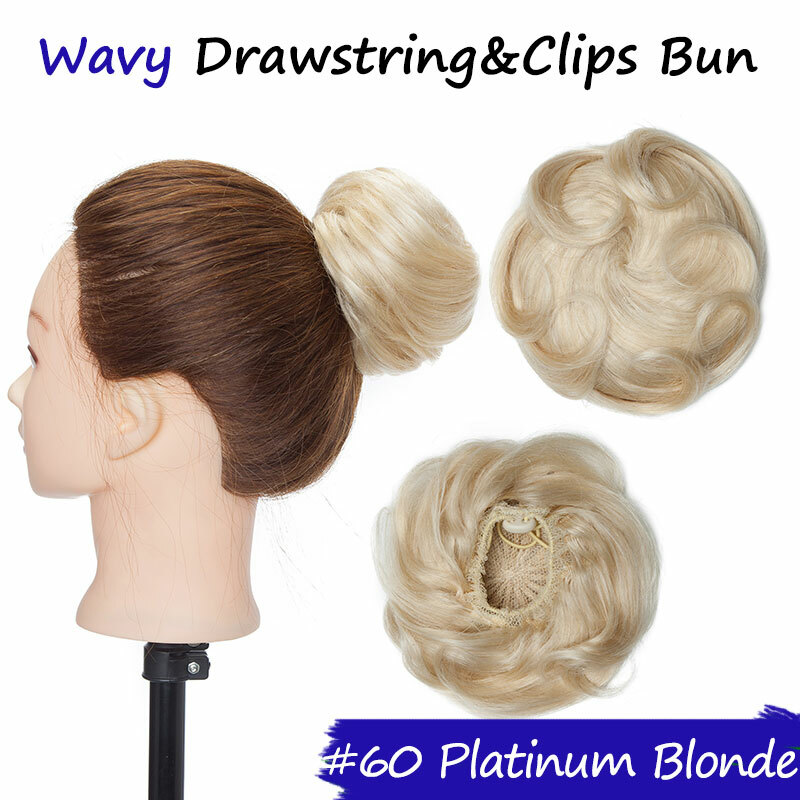 Real Human Hair Natural Scrunchie Messy Bun Updo Human Hair piece ...
