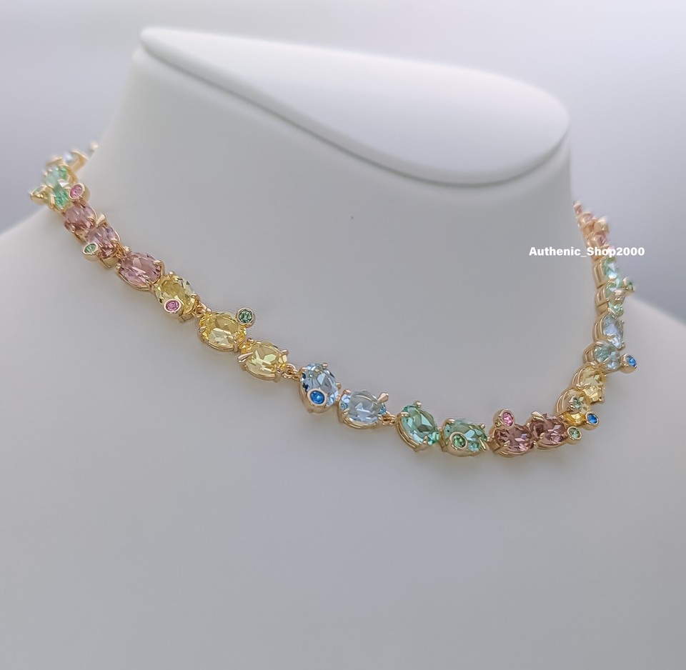 NEW 100% Authentic SWAROVSKI Multicolor Crystals Gema Tennis Necklace ...