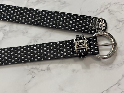 Black Studded Diamond Sparkle Belt Woman Sz L Silver Accents EUC Bebe ...