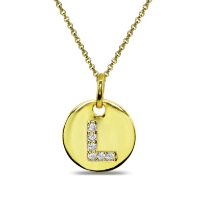 L Letter Cubic Zirconia Polished Gold Plated Sterling Silver Pendant ...