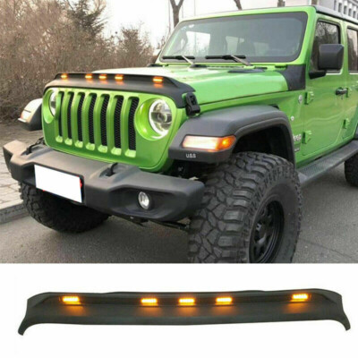 LED Front Bonnet Hood Guard Garnish Bug Deflector For Jeep Wrangler JL ...