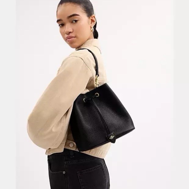 NWT Coach Rowan Bucket Bag Leather CBH06 Gold/Black | eBay