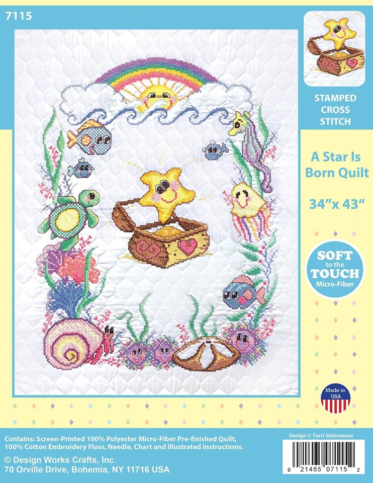 A Star is Born Stamped for Cross Stitch Baby Quilt Kit | eBay