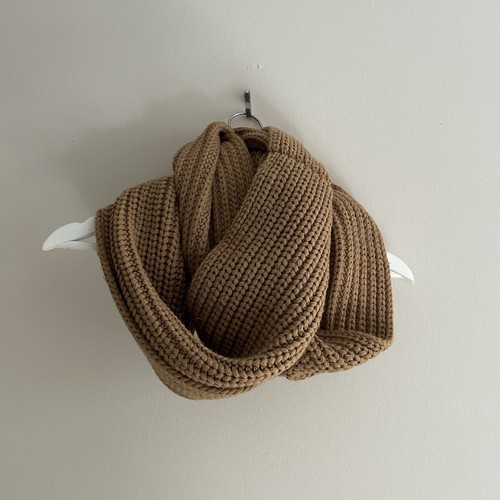 J. Crew Tan Brown Infinity Scarf Chunky Waffle Knit Solid Cozy Ribbed ...