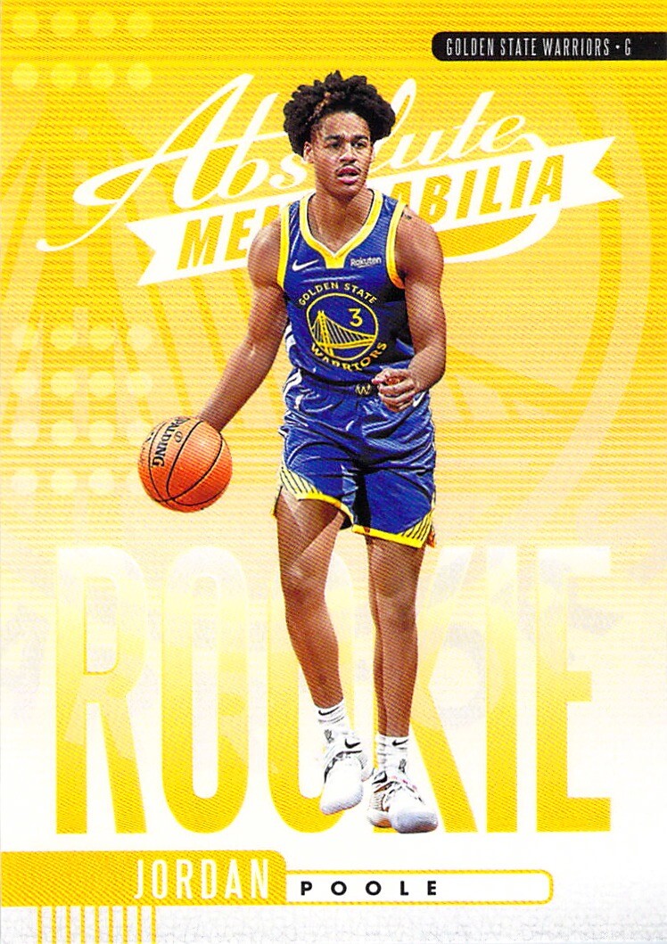 Jordan Poole RC 2019-20 Absolute Memorabilia Yellow Rookie Insert Card ...