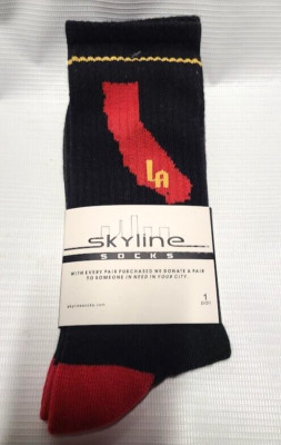 Skyline Socks Los Angeles Black and Red with California and LA on socks ...