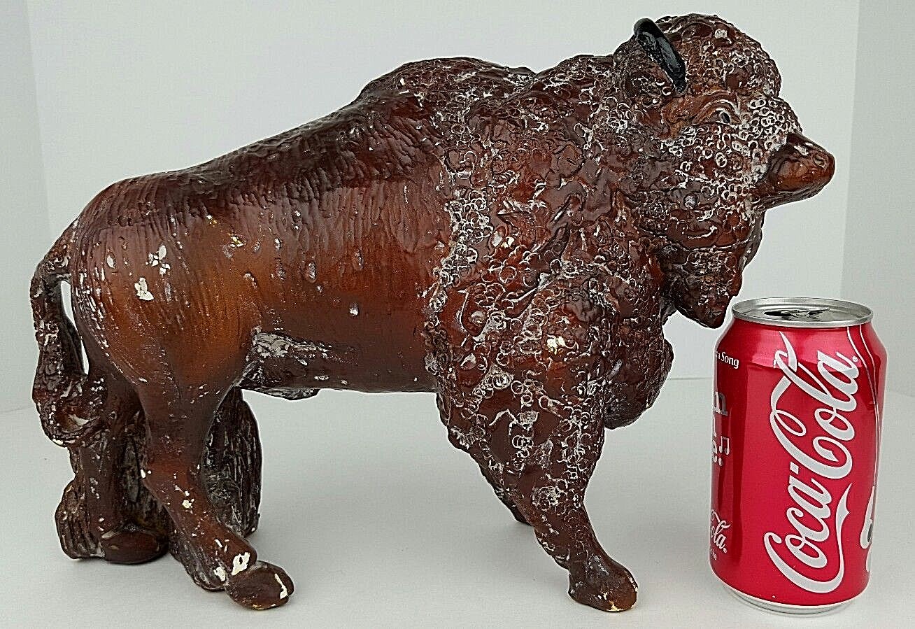 Vtg Mid Century Modern Jaru Dante Chalkware Bison Figurine Statue ...