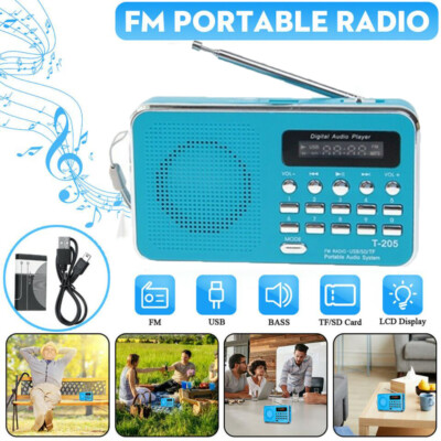 Mini Portable FM Radio USB TF LCD Digital MP3 Player Speaker AUX ...