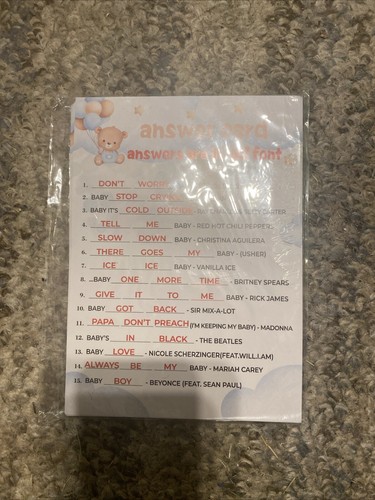 Name That Baby Song Baby Shower Game, Gender Reveal Party Supplies New ...