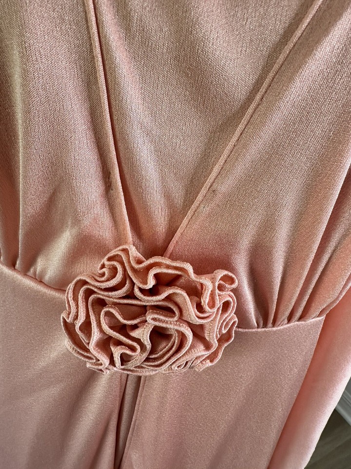 70s Vintage Pink Caped Maxi Dress Flower Detail Emma Domb 36” Bust | eBay