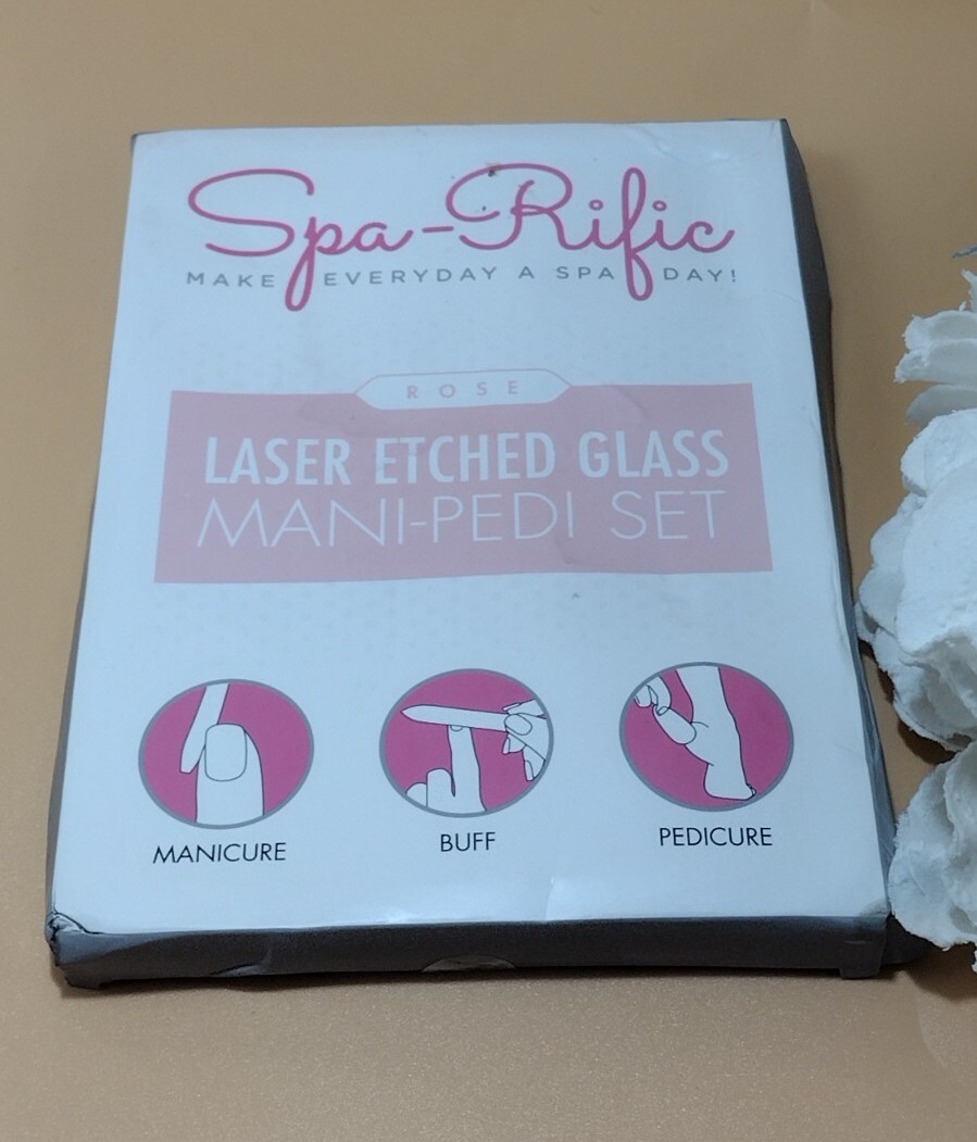Spa-Rific Silver Laser Etched Glass Mani- Pedi Set New in Box | eBay