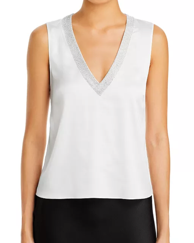 Generation Love Candice Crystal Top NWT Crystal Rhinestone V Neck White ...